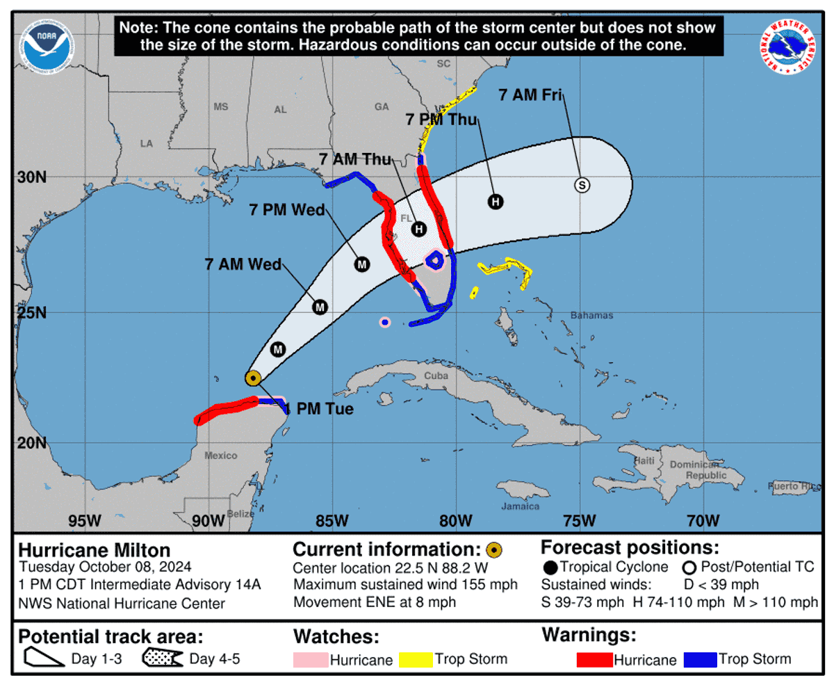 Tuesday, Oct 8 update from the National Hurricane Center: Latest on Ca...