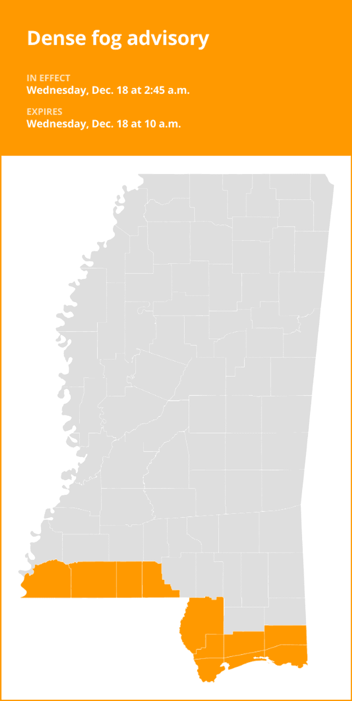 Update: Dense fog advisory issued for southwest Mississippi ...
