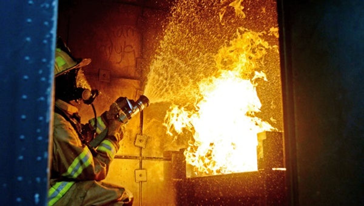 BRING THE HEAT: Fire departments train in burn trailer