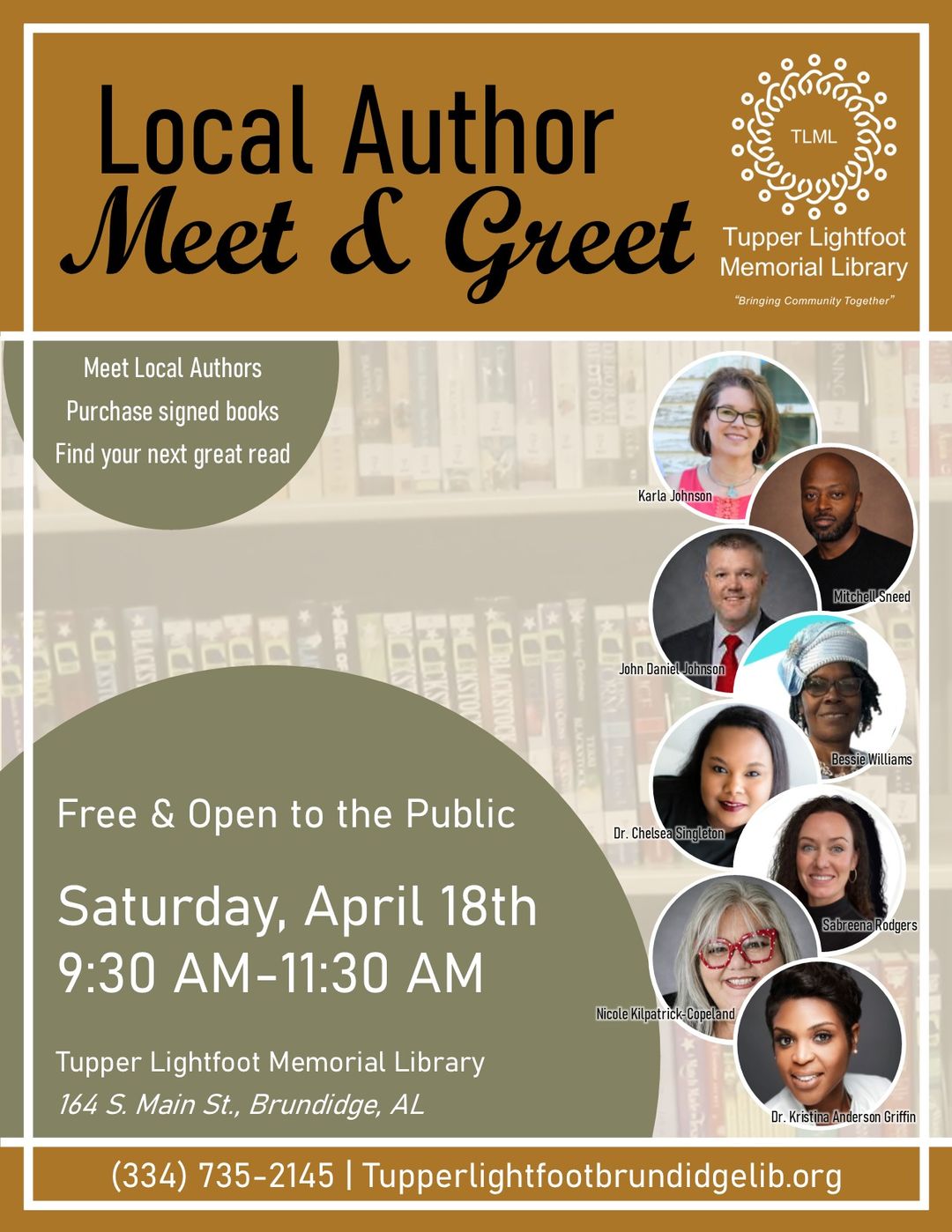 Tupper Lightfoot Memorial Library to host Authors Meet And Greet