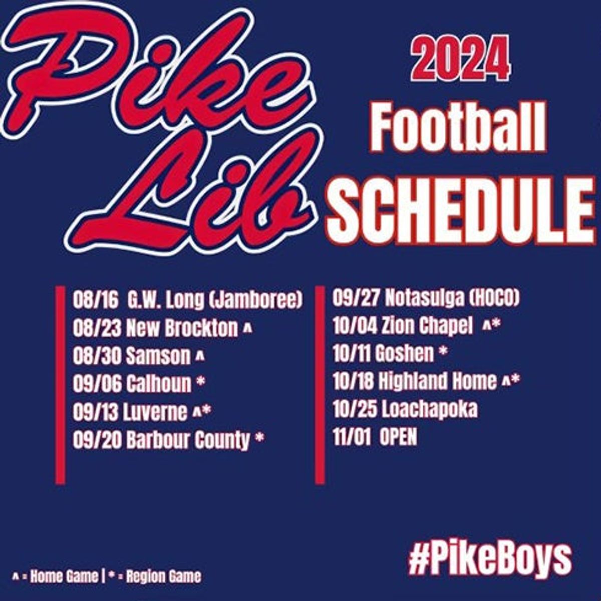 Pike Lib releases 2024 football schedule
