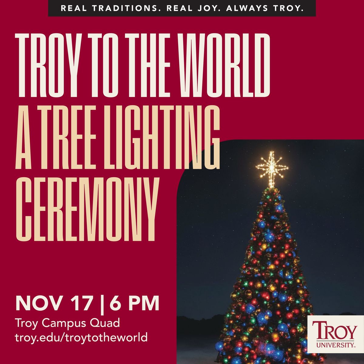 Troy University to host Christmas Tree lighting Nov. 17