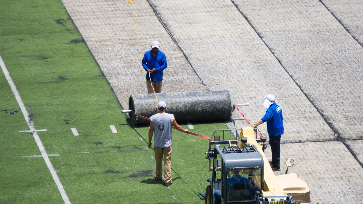 Photos: New turf coming to Veterans Memorial Stadium