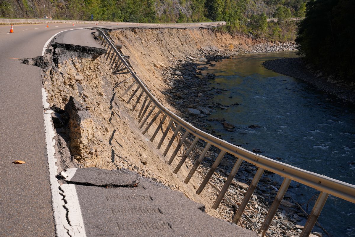 A stretch of a North Carolina highway that collapsed during Helene is ...