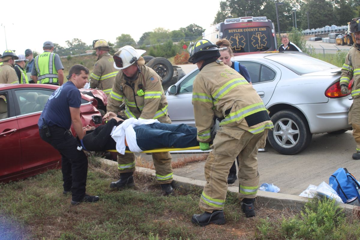 First responders practice skills at mock accident scene