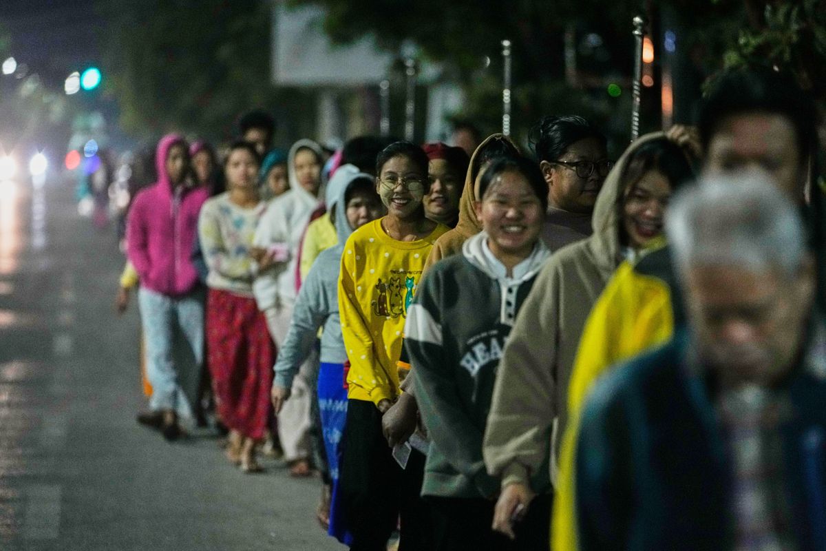Myanmar holds second round of voting in first general election since m...