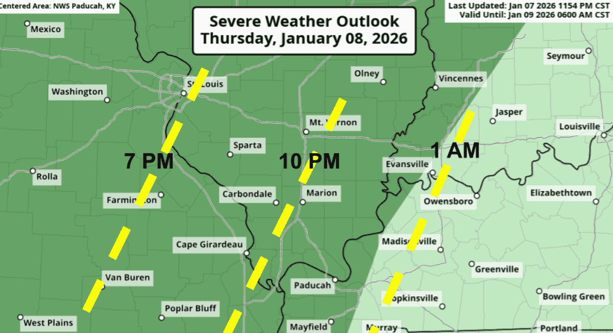 Gusty 30 to 40 mph winds, low risk of severe threat expected...