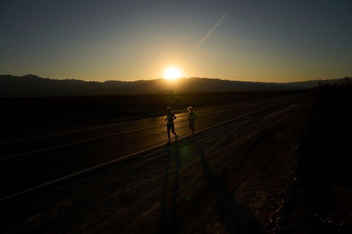 Photos show Danny Westergaard run the Badwater 135 through Death Valle...