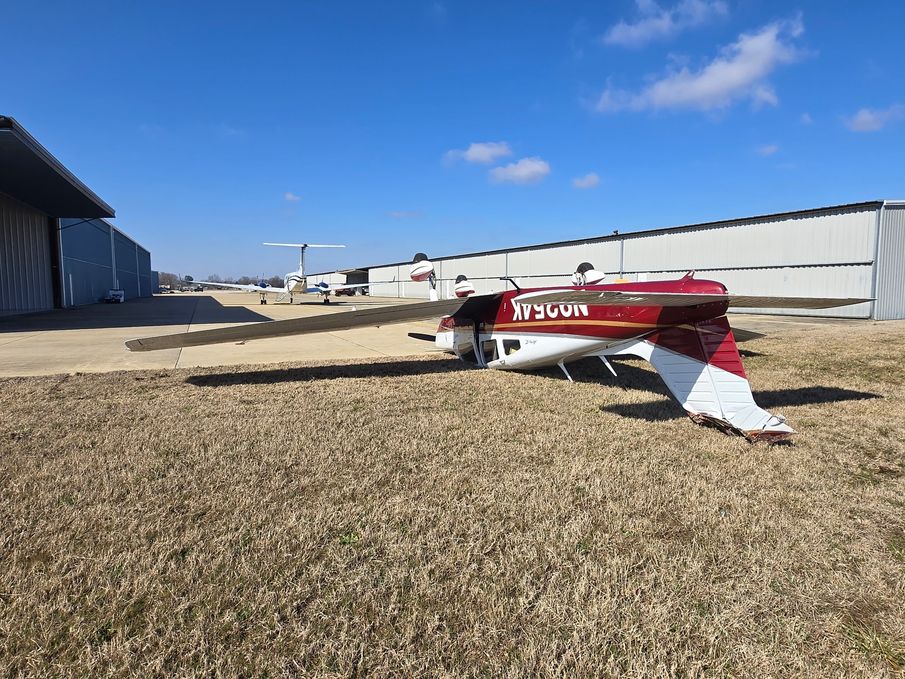 Unoccupied single-engine plane flipped by larger aircraft's prop wash ...