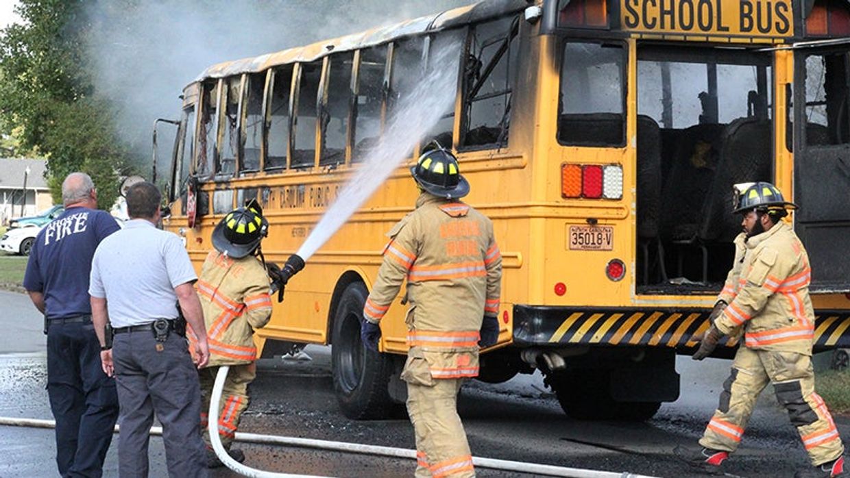 Fire guts school bus