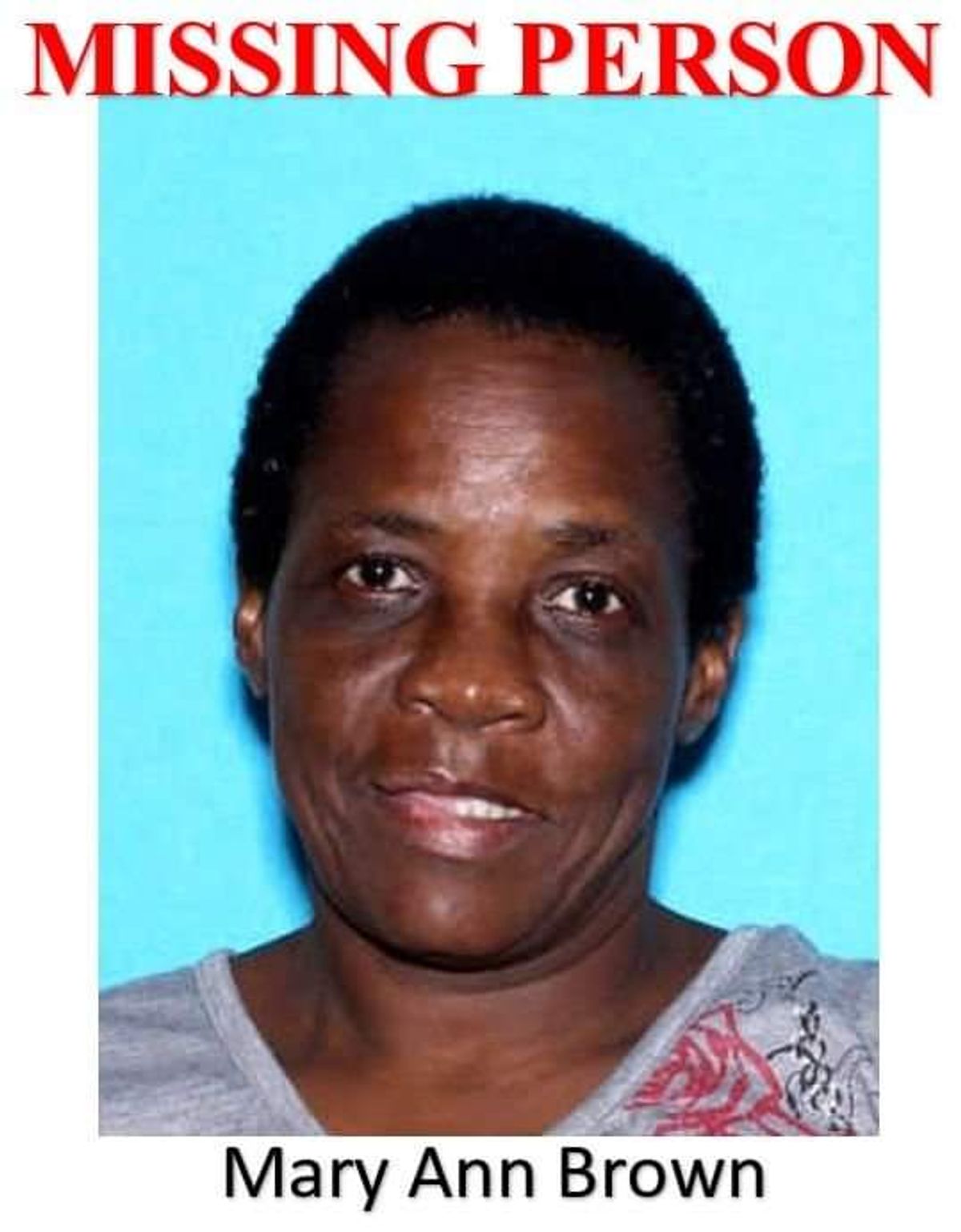 Body found identified as missing woman Mary Brown