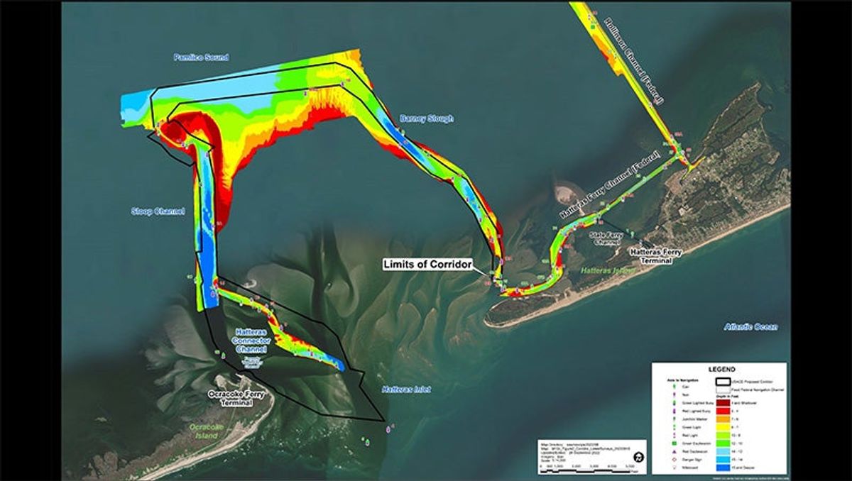Hatteras Inlet channel is realigned, now a federal channel for dredgin...