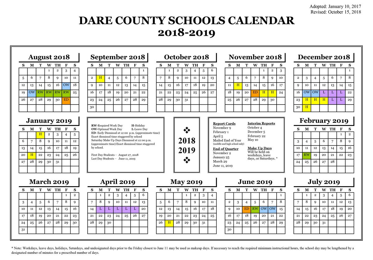 Revised Dare school calendar published