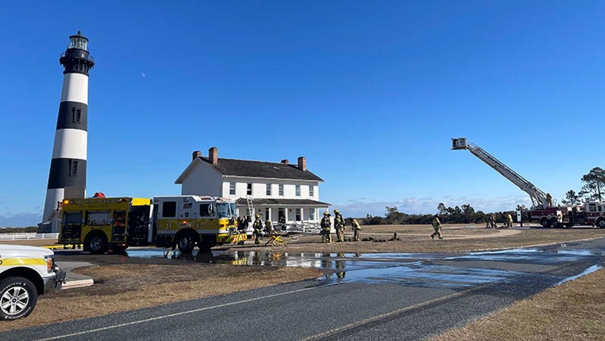 Damage from fire inside Bodie Island Double Keepers' Quarter...