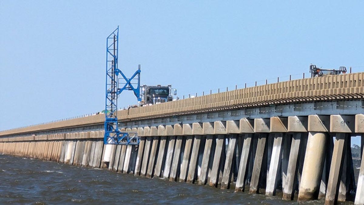 Umstead Bridge connecting the north end of Roanoke Island to...
