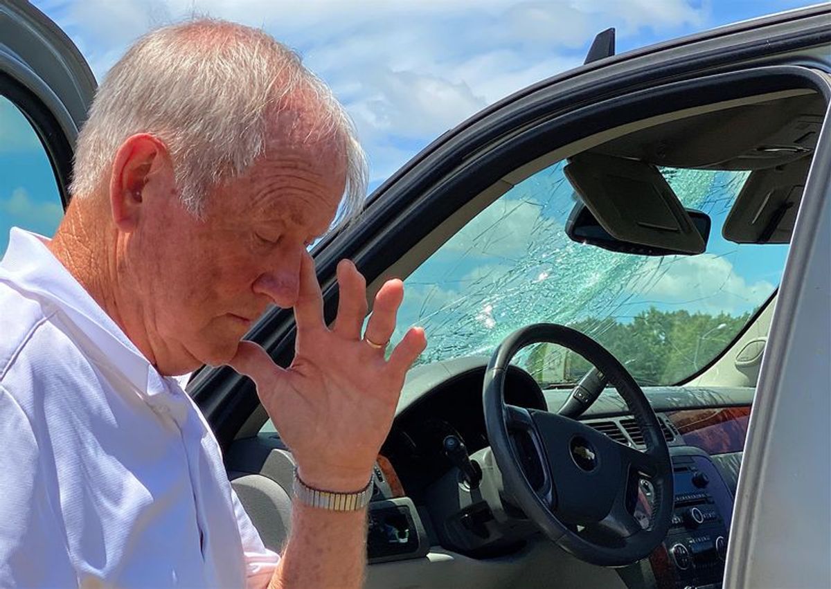 Metal debris strikes bridge, damages SUV