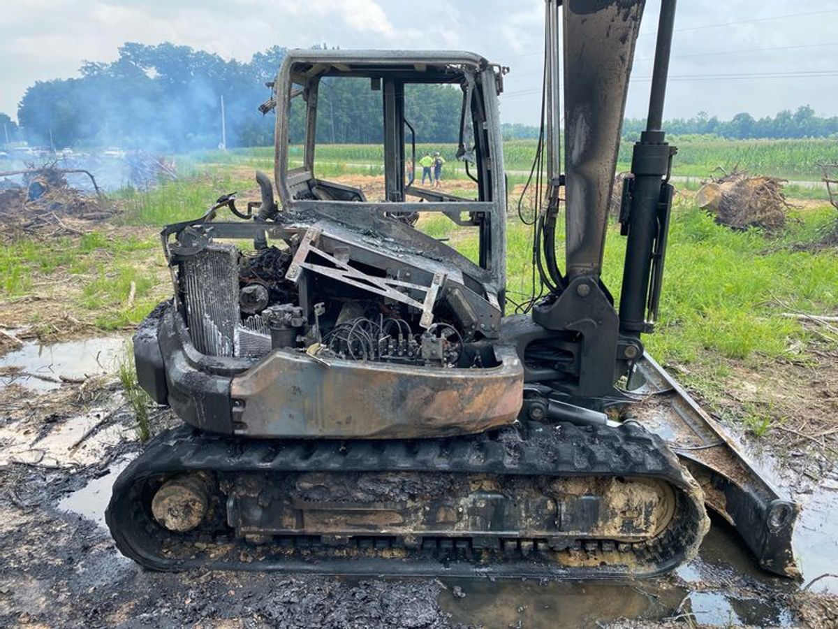 Fire destroys new excavator