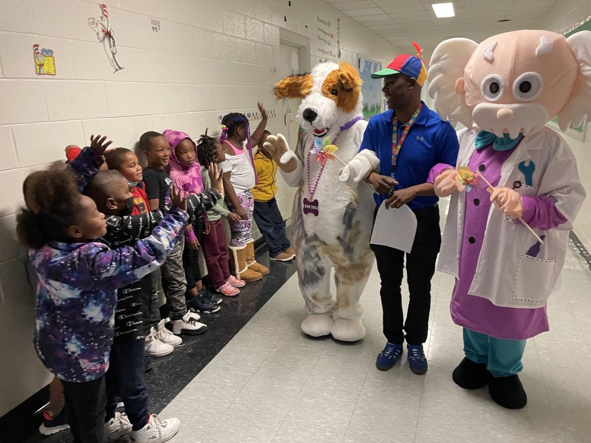 NC Whirligig Festival mascots make a special visit to Vick Elementary ...