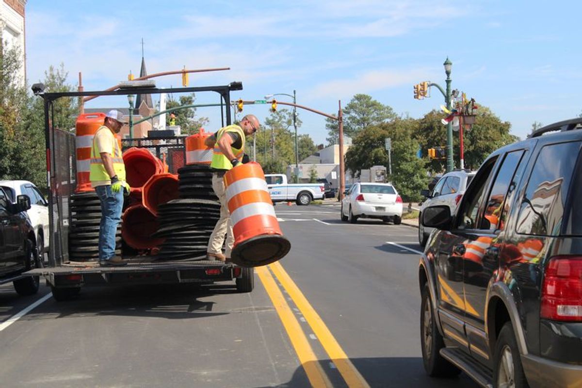 Two-way traffic conversion in progress