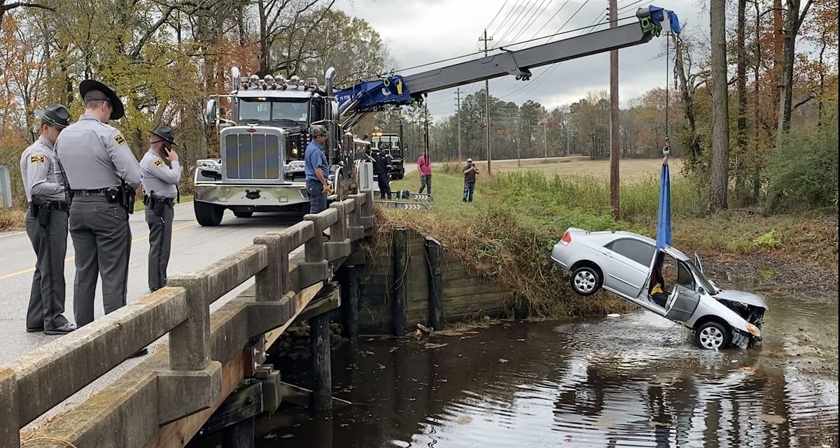 Woman survives plunge into swamp