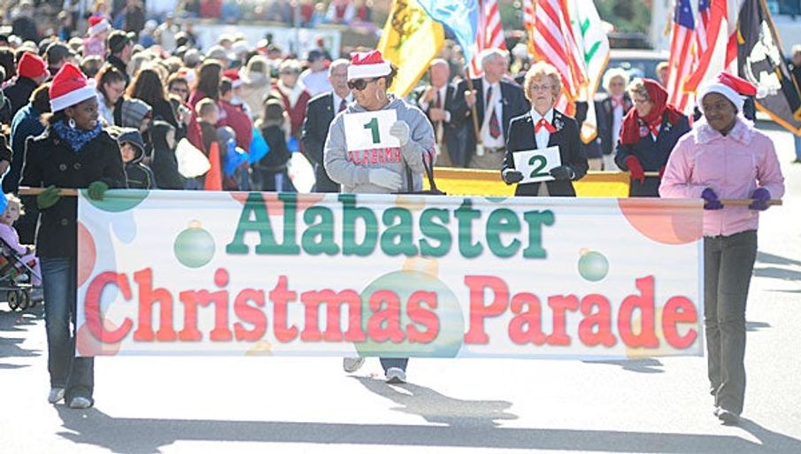 Warrior dog marshaling Alabaster homecoming parade