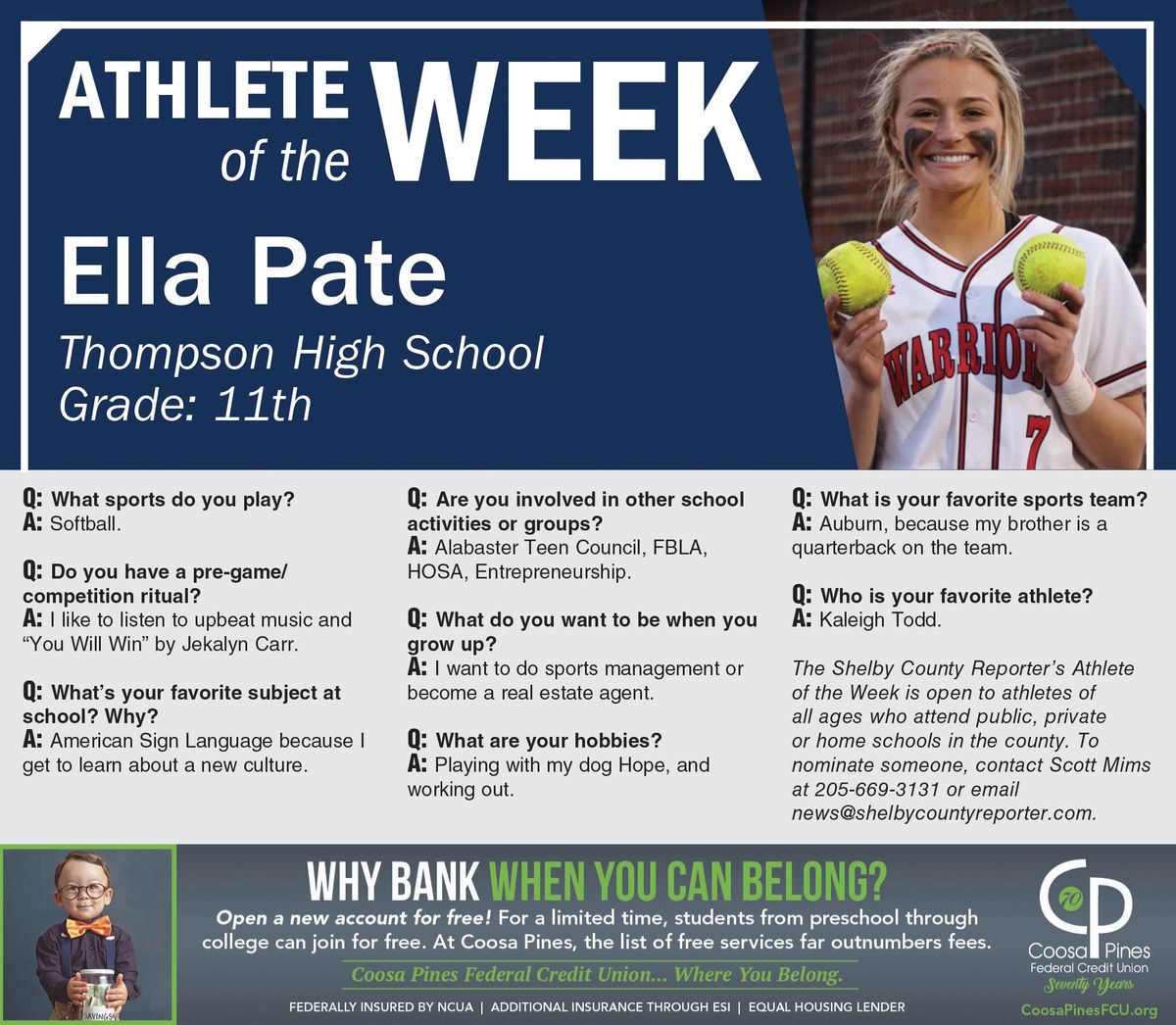 Get to know Athlete of the Week Ella Pate