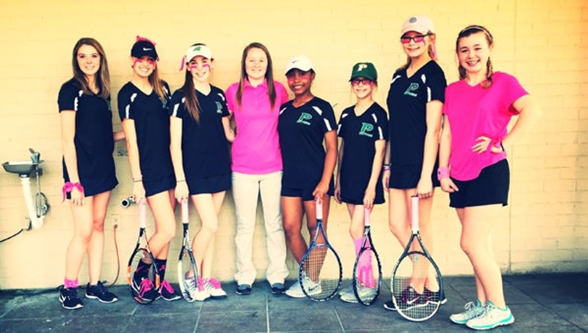 RMS athletes compete in breast cancer awareness tennis match