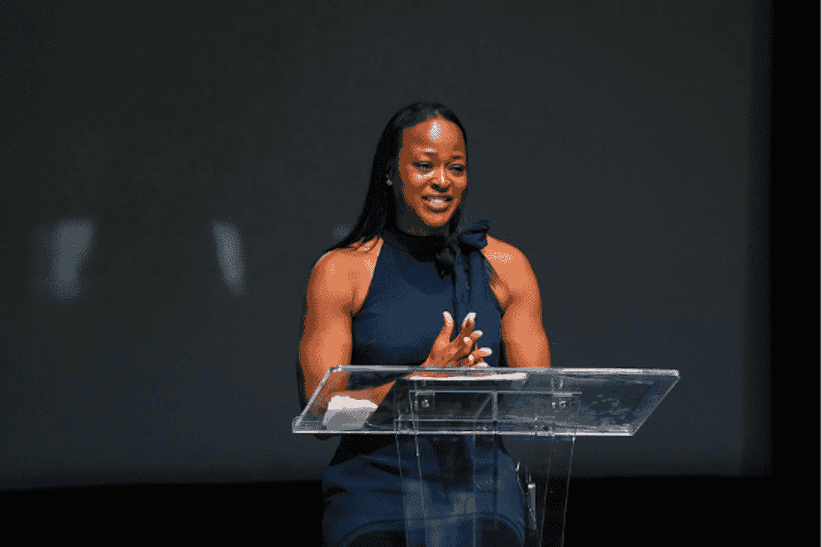 Olympic Gold Medalist Vonetta Flowers speaks at Dr. Wilson F...