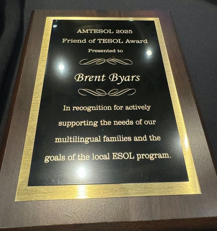 ACS' Brent Byars recognized with Friend of ESOL Award