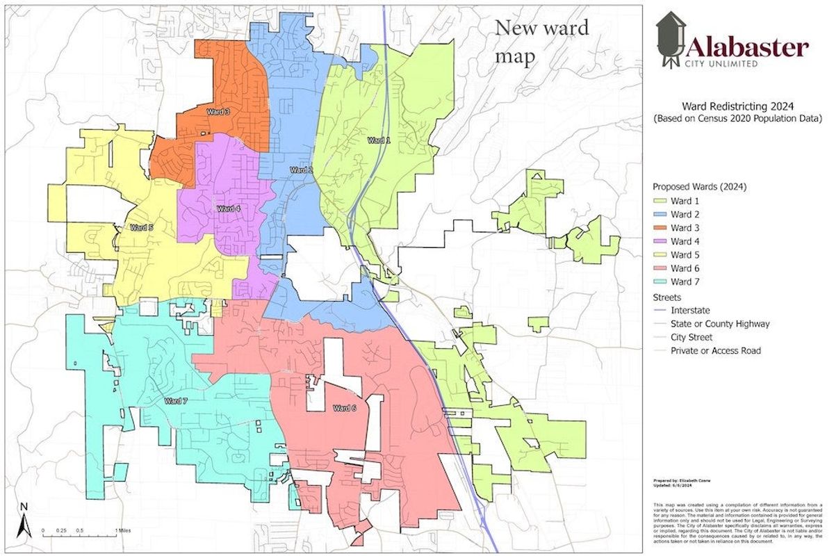 Alabaster to hold public hearing on new city council wards
