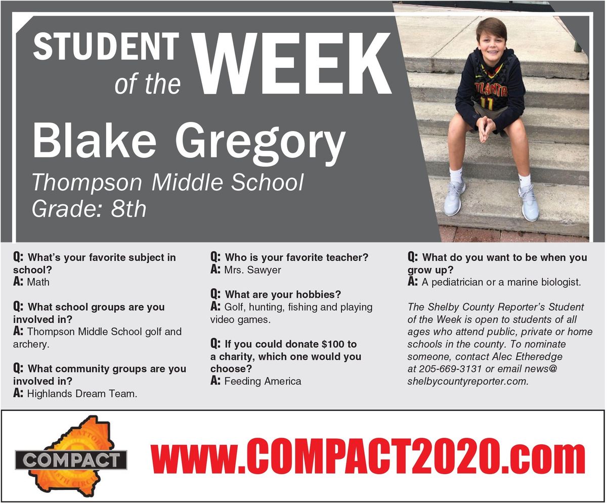 Student of the Week: Blake Gregory