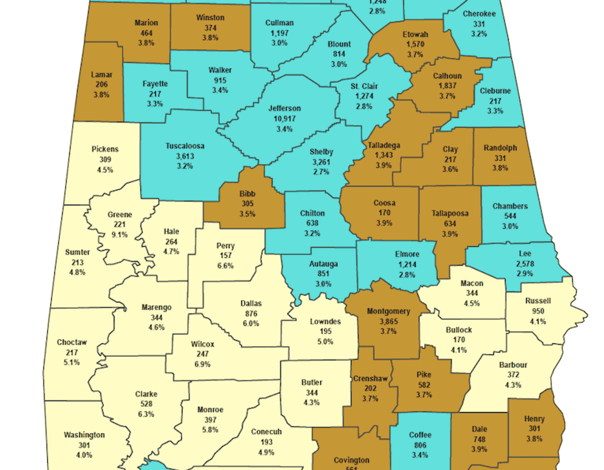 Chilton's unemployment rate creeps up slightly in January data