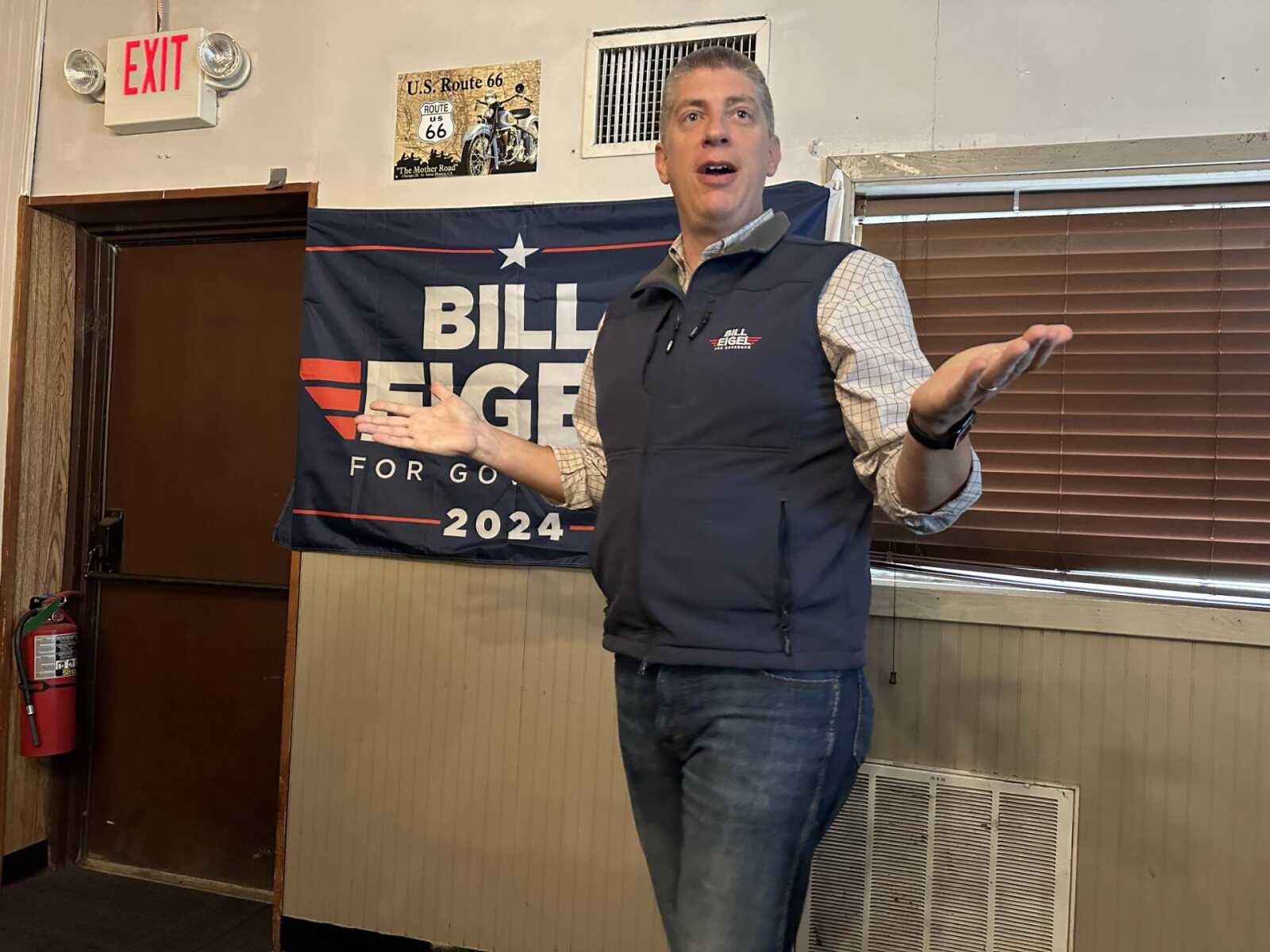 Bill Eigel speaks to supporters Friday at D&R’s McCormick’s Steakhouse...