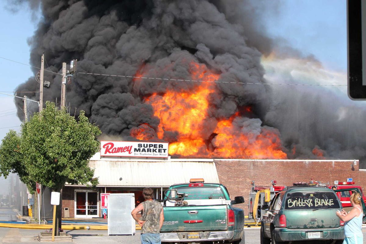 Local firefighters respond to fire at Ramey's Grocery Store in Senath