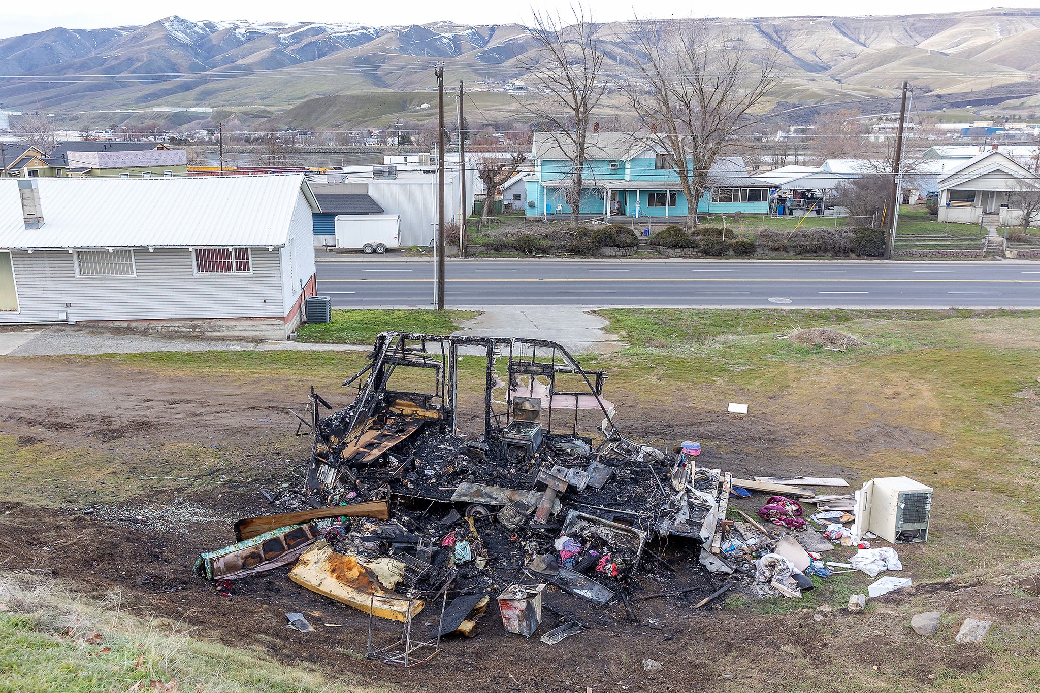 Camp trailer destroyed in fire in east Lewiston