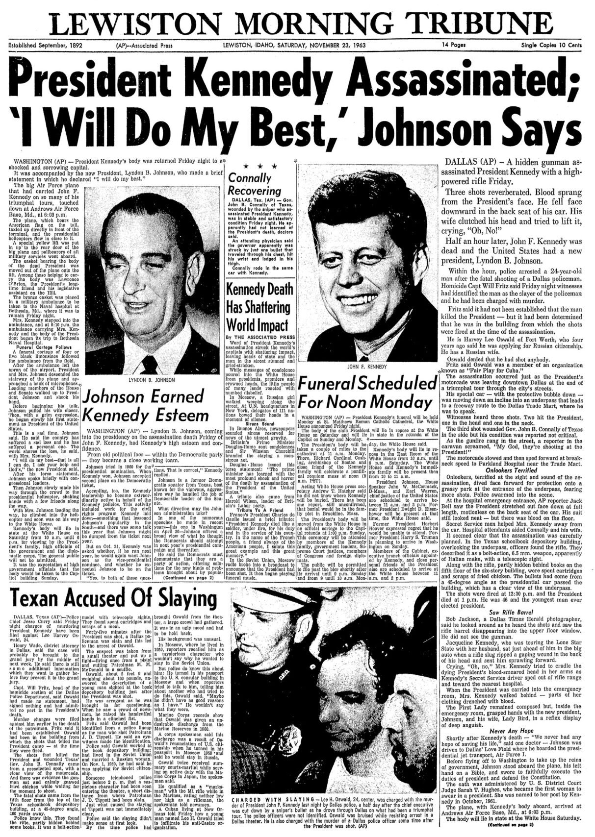FROM THE ARCHIVES (Nov. 23, 1963): President Kennedy Assassinated; 'I ...