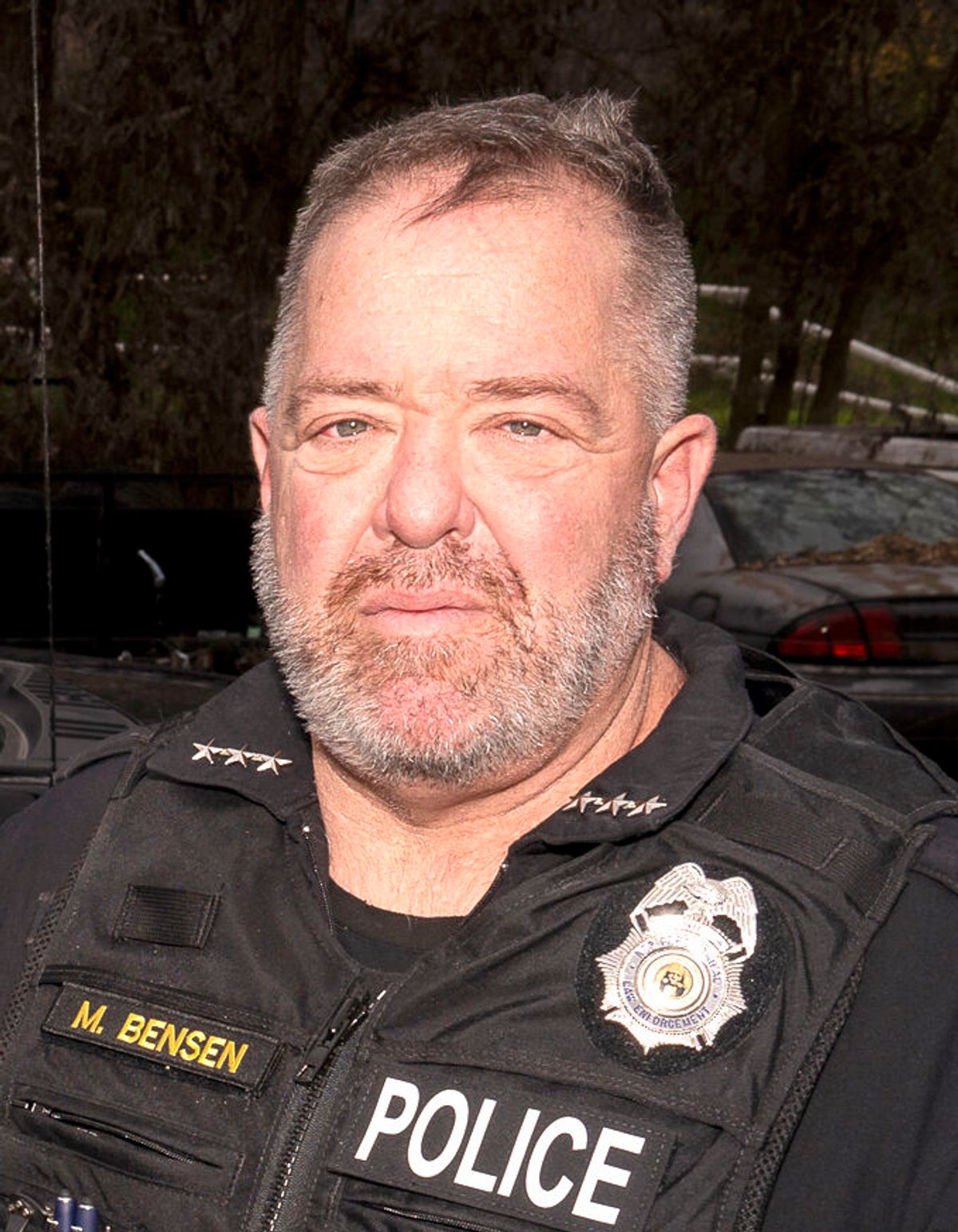 Nez Perce Tribal police reigning in loose and aggressive dog...