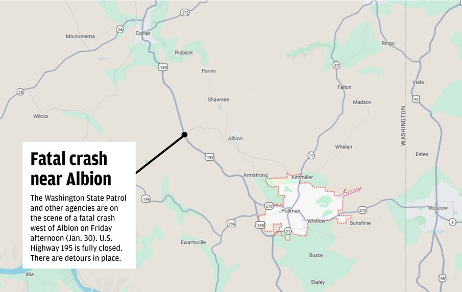 UPDATED AT 9:27 P.M.: Pullman woman dies in crash near Albio...