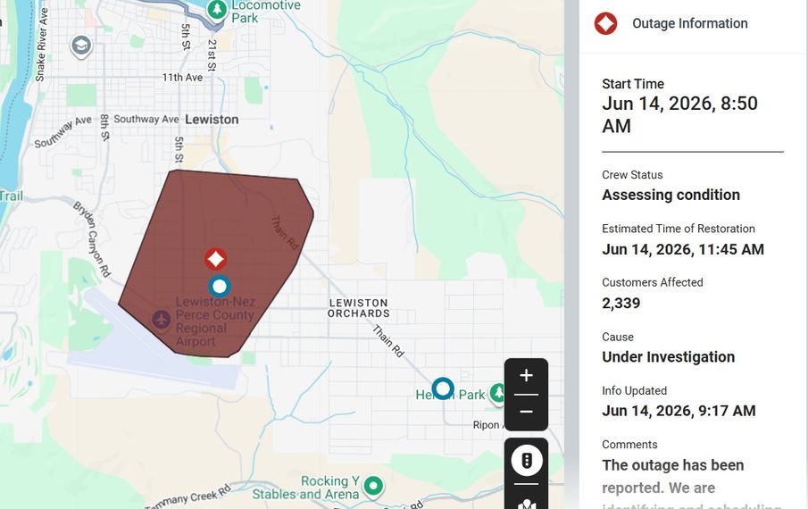 Power outage in Lewiston Orchards affected 2,300 customers o...