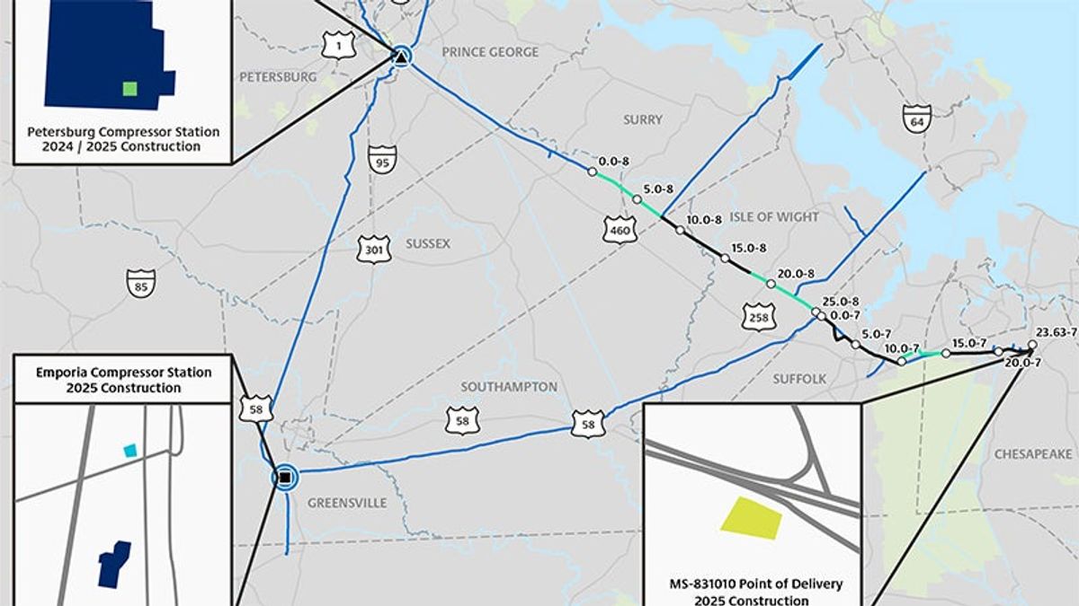 Natural gas pipeline through Isle of Wight, Surry now active