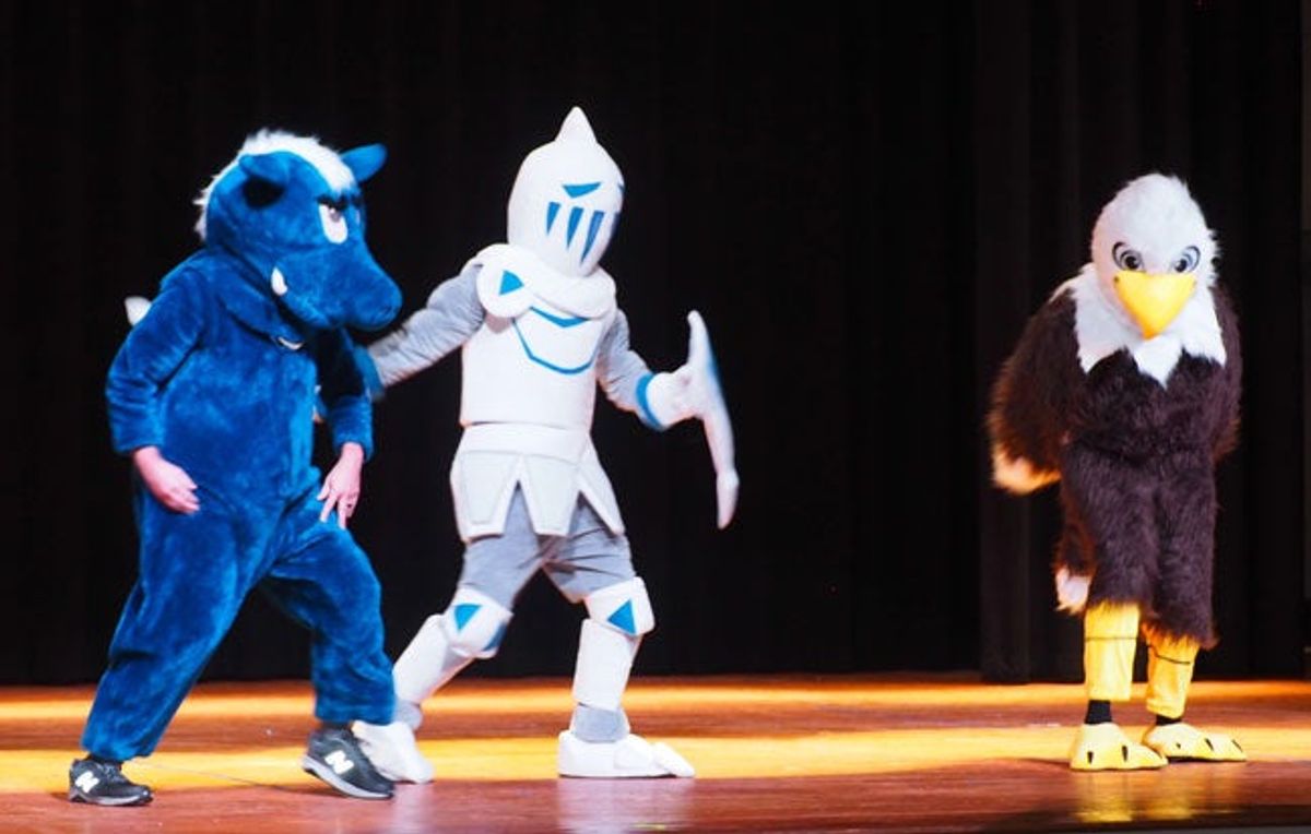 Dance-off: School mascots take the stage at teacher convocation