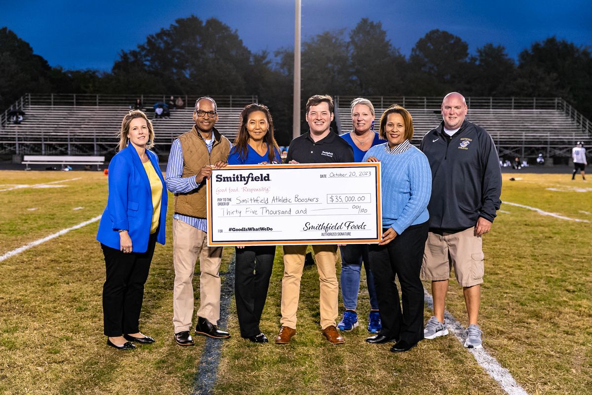 Smithfield Foods donation goes for new SHS scoreboard