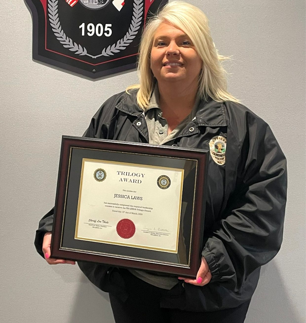 Jessica Laws earns FBI LEEDA Trilogy Award