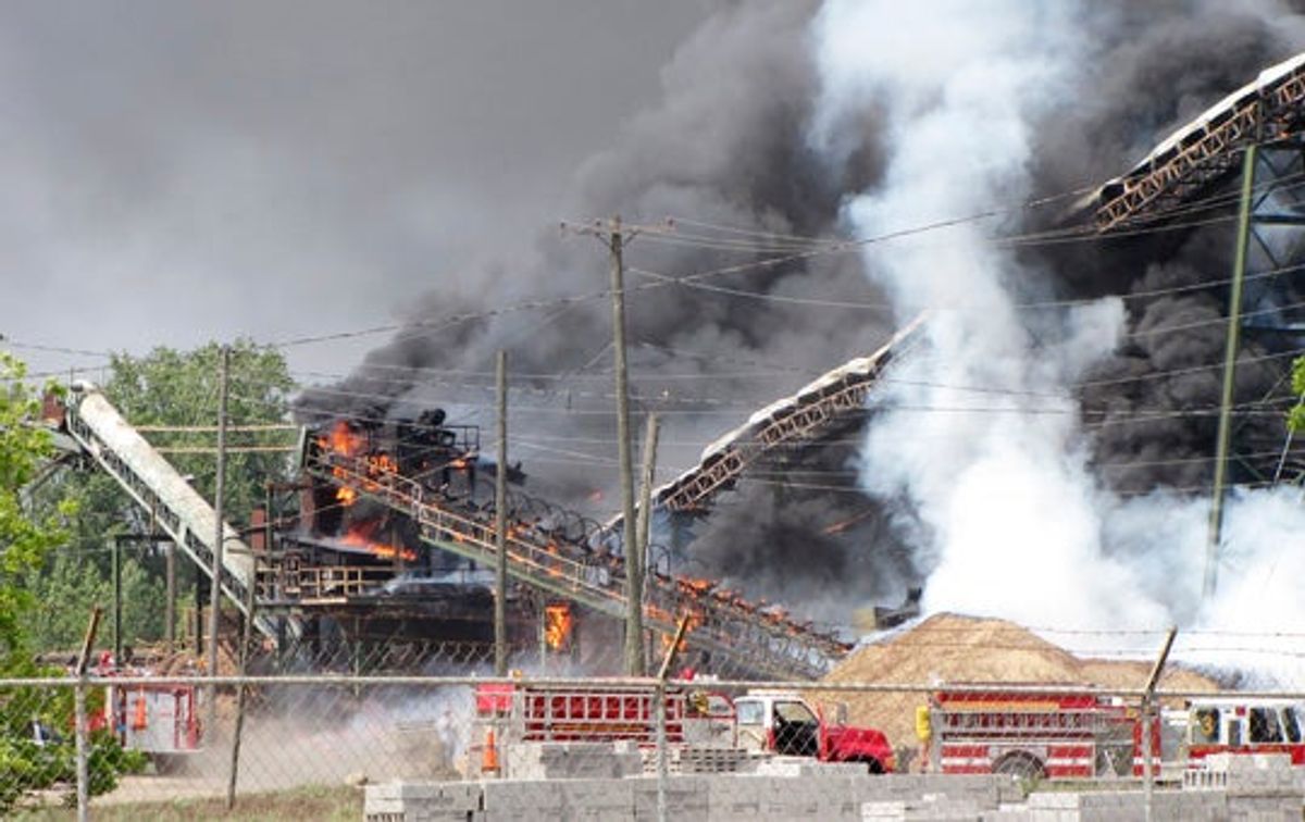 Large fire hits Swift Lumber