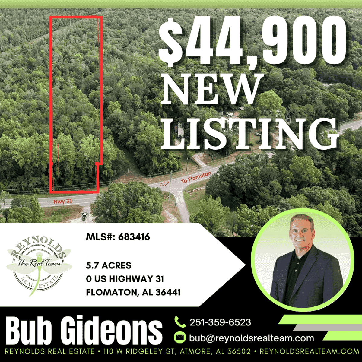 New Listing for Land : 0 US HWY 31, Flomaton, AL