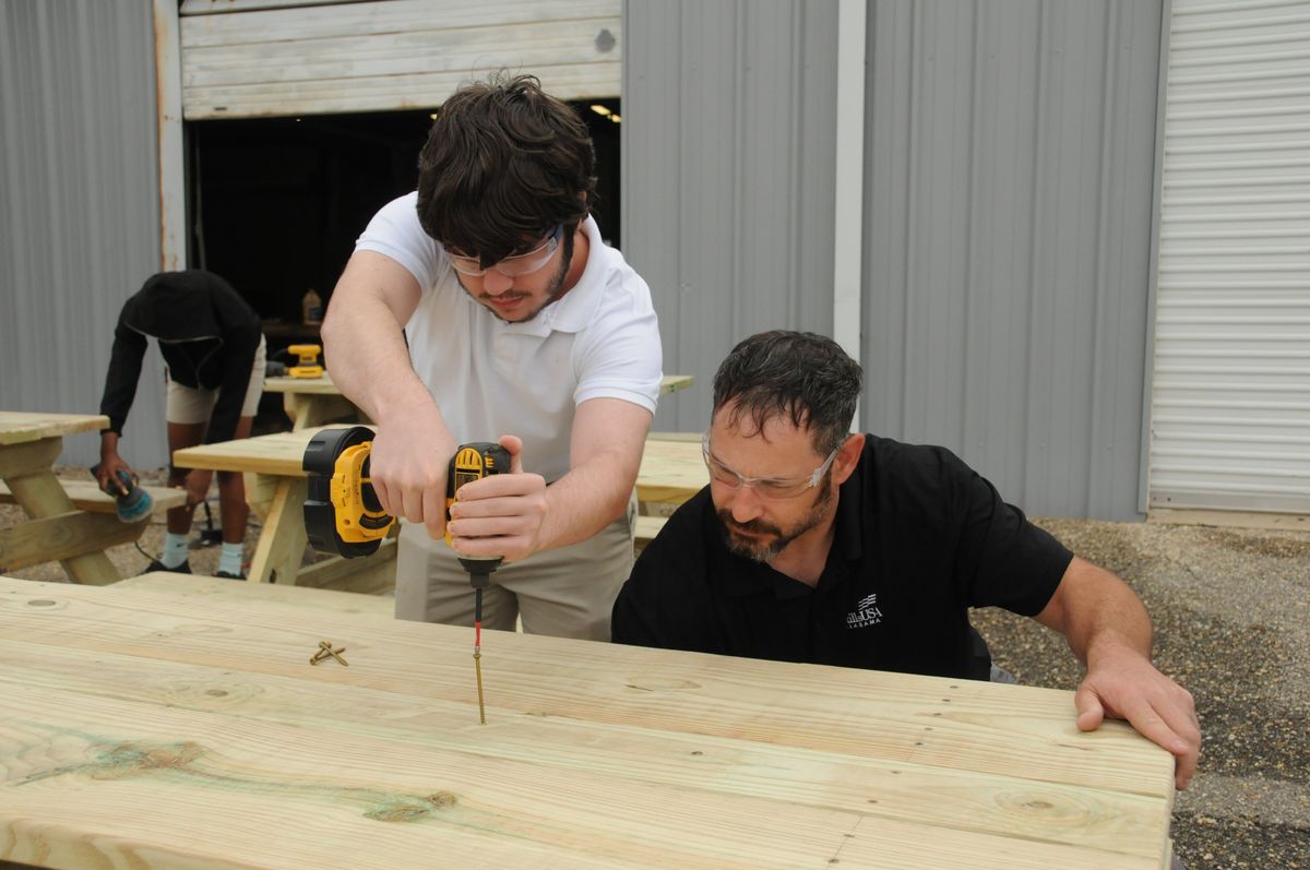 ECHS carpentry students complete picnic table project for To...