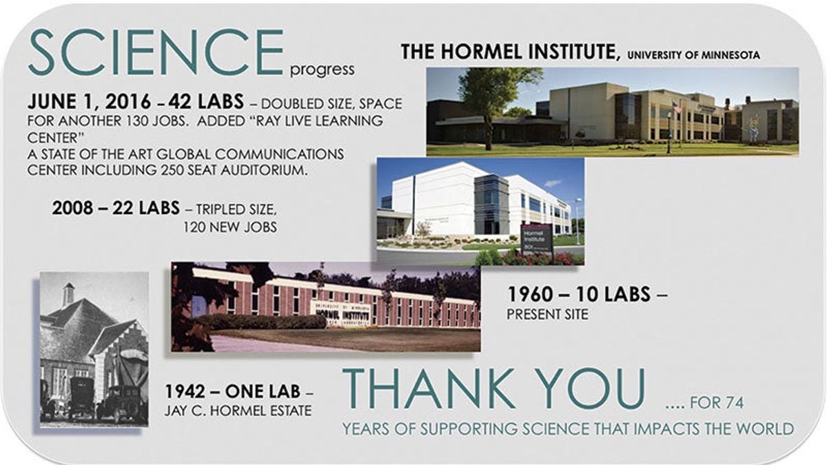 75 Years of Progress in Science; The Hormel Institute celebrates 75th ...
