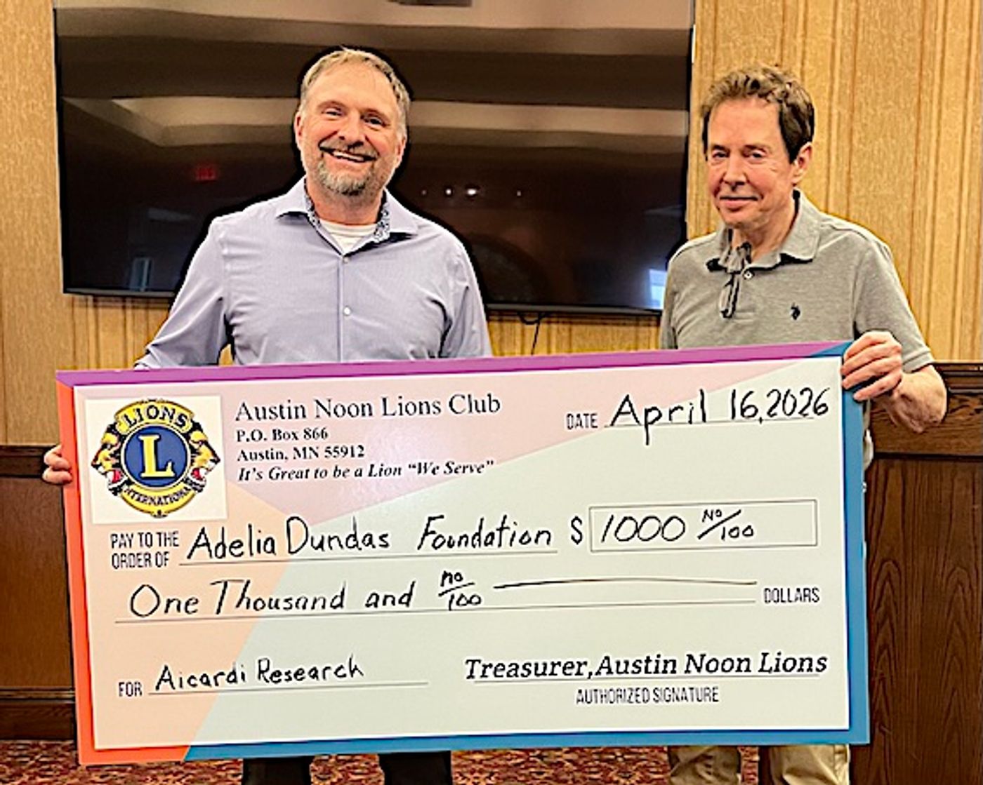 In Your Community: Austin Noon Lions give to Adelia Dundas ...