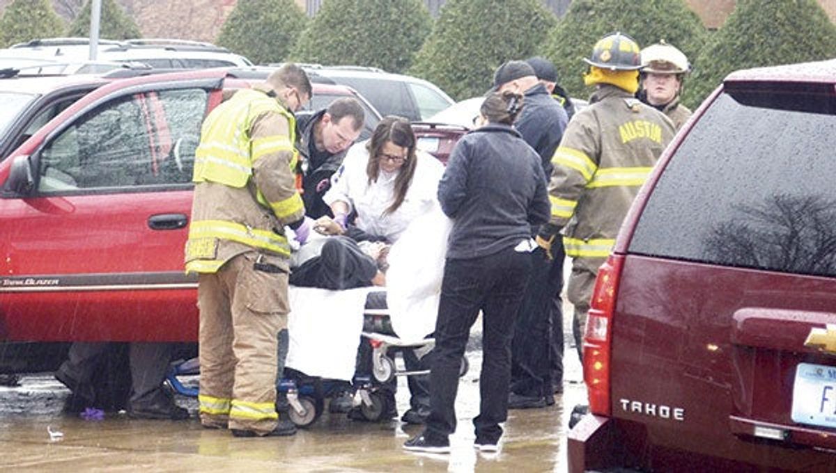 Photo: 1 treated for medical after running into car