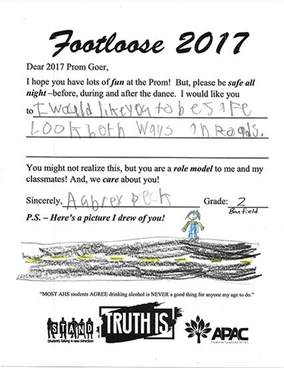 Kids send messages of safety to prom-goers